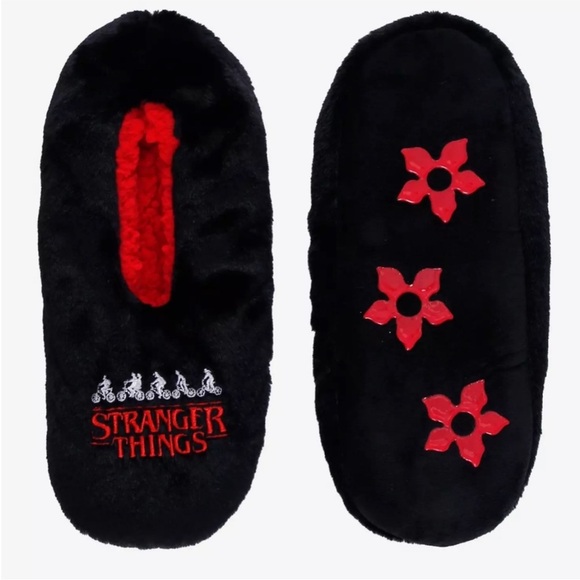 Netflix | Shoes | Stranger Things Blackred Plush Slippers | Poshmark